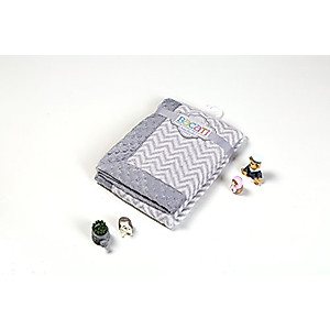 Bacati Ikat Zigzag Chevron with Border Plush Blanket, Yellow/Grey, 30" x 40"