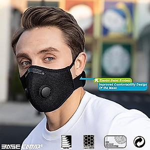 BASE CAMP M Plus Dust Mask, Breathable Reusable Face Mask with 6 Activated Carbon Filters for Woodworking Construction Mowing Grinding (Modern1)