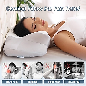 Karrehao Cervical Pillow for Neck Pain Relief, Contour Memory Foam Neck Pillow for Sleeping, Ergonomic Orthopedic Bed Pillows for Side Back Stomach Sleepers Sleeping