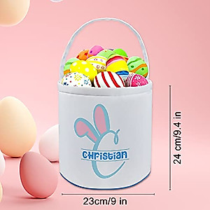Personalized Easter Basket Custom with Name Customized Candy Egg Easter Buny Tote Bags Carry for Girls Boys Happy Easter Gift Decorations