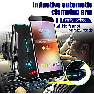 Wireless Car Charger for All Smartphones, 15W QI Fast Charging，Auto-Clamping Car Wireless Charger Air Vent Car Phone Mount (Black)