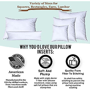 Pillowflex Bolster Pillow - 8" x 20" - Plush Polyester-Filled Insert for Decorative Shams - Comes in a Poly-Cotton Shell - Odorless, Lint, and Dust-Free, No Lumps Stuffing for Pillows (White, Round)