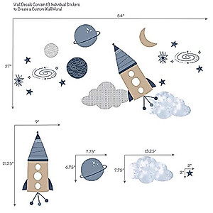Lambs & Ivy Sky Rocket 5-Piece Blue Galaxy/Space Nursery Baby Crib Bedding Set