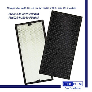 PUREBURG Replacement HEPA Filter Kit Compatible with Rowenta Intense Pure AIR XL Air Piurifiers PU60XX Series PU6010 PU6015 PU6020 PU6025 PU6040 PU6045 Part # XD6077U0 XD6061 XD6066