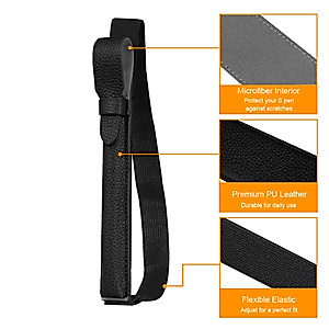 Fintie S Pen Holder for Samsung S Pen (PX510/PX710/PT870), Premium Vegan Leather Cover Sleeve Pouch Compatible with Galaxy Tab S9 Ultra/S9 FE/S8 Ultra/S8+/S6 Lite, Black