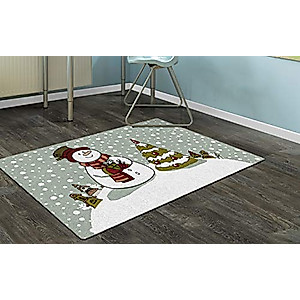 Brumlow MILLS Snowman Washable Festive Christmas Snow Scene Indoor or Outdoor Holiday Area Rug for Living or Dining Room, Bedroom Carpet and Kitchen Runner Rug, 30" x 46", Snow Christmas Tree