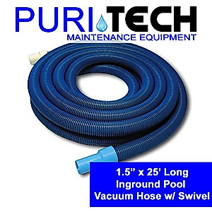 Puri Tech Inground Swimming Pool Vacuum Hose 1.5'' X 25' ft w/ Swivel VH1225