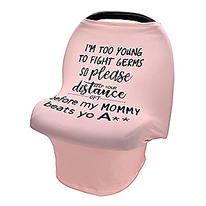 Petyoung Baby Nursing Cover Breastfeeding Scarf, Baby Car Seat Covers, Infant Stroller Cover, Carseat Canopy Keep Distance Sign for Girls and Boys