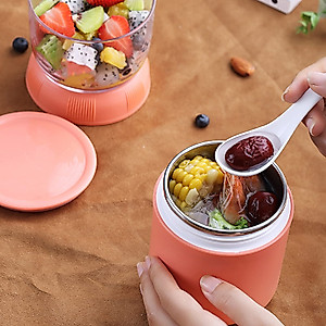 Yogurt Container with Lid and Spoon 2-Tier Cereal Cup,430 ml + 330 ml Cereal Cup Portable Leak-Proof Insulated Food Container Overnight Oats Containers Cereal Milk Cold Hot Food for Kids Adults