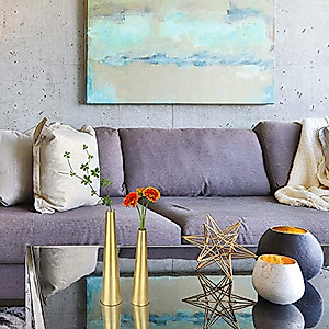 Vixdonos 10.5/8.5 inch Gold Metal Vase Small Flower Vase Set of 2 Taper Vase for Wedding Table Centerpiece Decorations, Home Decor (Gold)