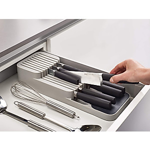 Joseph Joseph DrawerStore Set Kitchen Drawer Organizer Tray for Cutlery and Knives, Gray