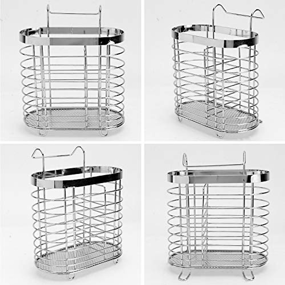 Cabilock Stainless Steel Utensil Drying Rack Basket Holder with Hook No Drilling Chopsticks Holder Spoon Fork Drainer Fork Basket Flatware Hanging Rack
