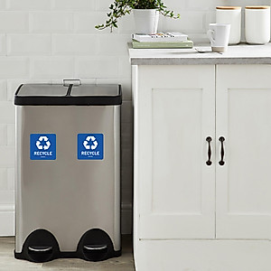 SICOL PLUS Recycle Stickers Recycle Bin Decals and Trash can Stickers UV Protected Indoor and Outdoor Self Adhesive Vinyl Stickers (4x4 Inch 02 Pcs Square)