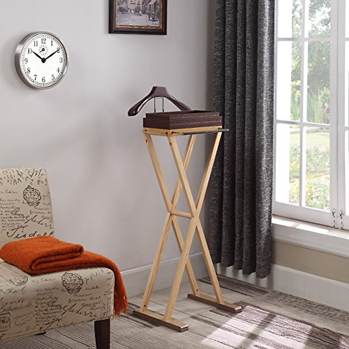 Proman Products Laguna Valet Stand, Two Stackable Trays, 17.75" W x 14" D x 47" H