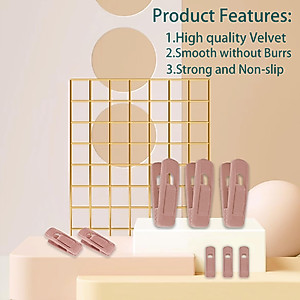 AUXBC Pink Velvet Hanger Clips, Non-Slip Velvet Clips Strong Finger Clips Clothes Clips Pants Hangers Clips, 20PCS
