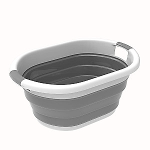 Collapsible Laundry Basket- Space Saving Pop Up Clothes, Multiuse Organizer/Storage Container with Comfort Grip Handles by Lavish Home (Gray)