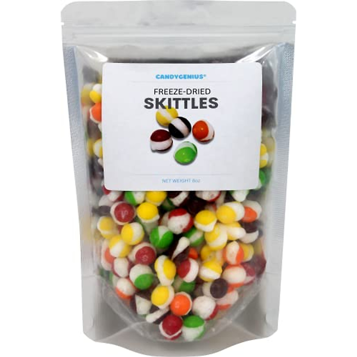 Freeze Dried Candy - 8oz XL pack of CANDYGENIUS cool freeze dry candies puff frozen dehydrated skittles bulk giant snack fruit crunch extra large