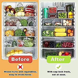 Finkoo 10 Pcs Fridge Organizer, Stackable Refrigerator Storage Bins with Lids, Kitchen Organization and storage BPA-Free Pantry Clear Storage Containers for Food, Drinks, Vegetable Fruits