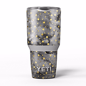 Design Skinz Black and Gold Watercolor Polka Dots - Skin Decal Vinyl Wrap Kit Compatible with The Yeti Rambler Cooler Tumbler Cups