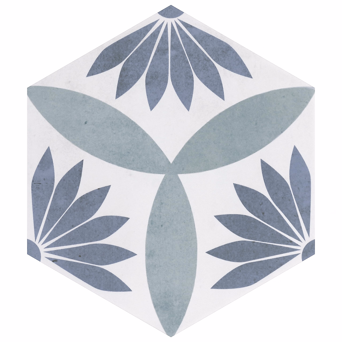 Merola Tile Coco Hex Camellia Blue 7" x 8" Porcelain Floor and Wall Tile