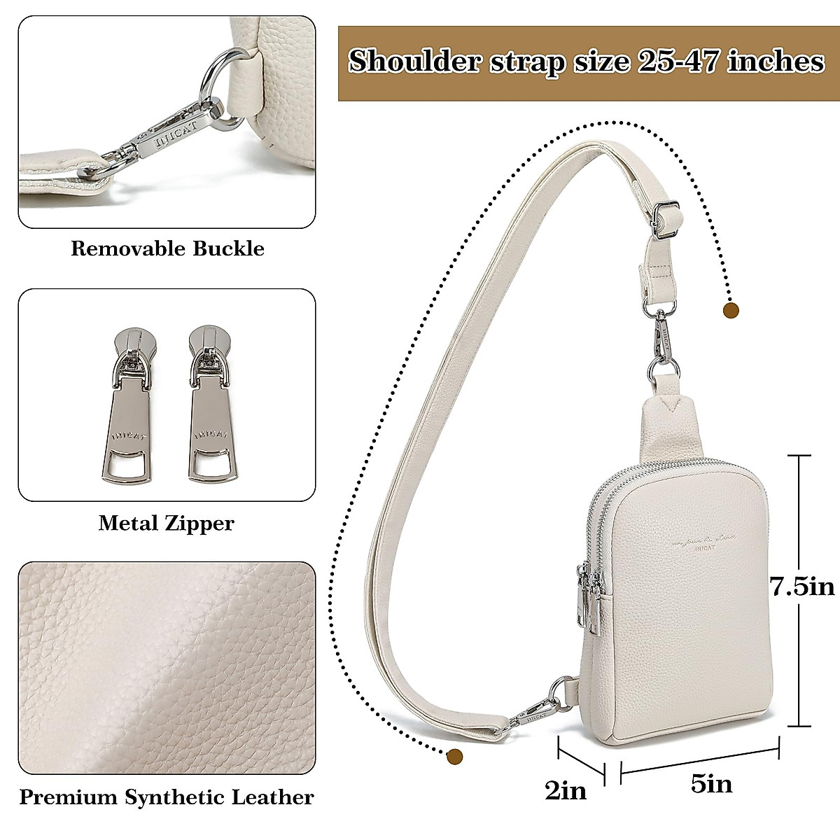 Haytijoe Small Crossbody Sling Bag for Women Travel Purses Anti Theft Cross Body Bag for Woman Fanny Packs(2-IN-1 Milky White)