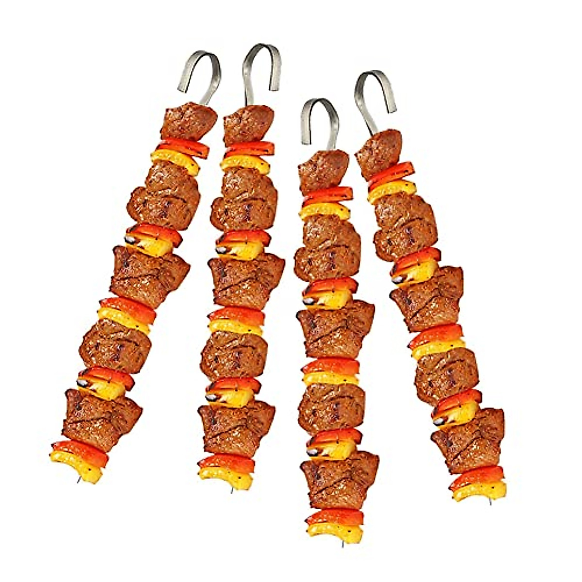 DELIGHTBOX UPI New Long Stainless Steel, Barbecue, BBQ, Shish Kebab Kabob Skewers, Ring-Tip Handle, 1 Dozen, 12" L