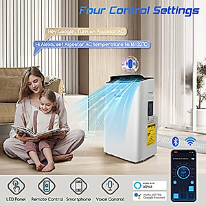 Aigostar 12000 BTU Smart Portable Air Conditioner, Dehumidifier, Fan, 4-in-1 AC Unit Room Up to 550 Sq.Ft, WIFI App & Remote Control,Works with Alexa/Google Assistant, 24H Timer, Window Kit, White