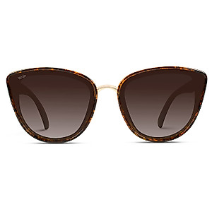 WearMe Pro - Women Full Lens Elegant Mirrored Lens Cat Eye Sunglasses (Tortoise/Brown Lens, 60)