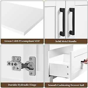 Yaheetech 24.5" Bathroom Vanity with Ceramic Sink, Bathroom Vanity Sink Cabinet with 2 Doors and 1 Drawer, Bathroom Vanities Floor Standing with Sink Combo Set, White