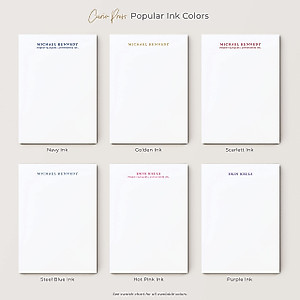 Traditional Personalized Notepads - Small Notepad 5x7 w/ 50 Printed Sheets – Professional Personalized Stationery – Simple & Classy Desk Supplies – Customizable up to 8x10”- Simplicity Notepad