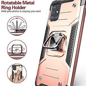 IDYStar Galaxy A71 5G Case with Screen Protector, Galaxy A71 5G Case, Shockproof Drop Test Cover with Car Mount Kickstand Lightweight Protective Cover for Samsung Galaxy A71 5G, Rose Gold