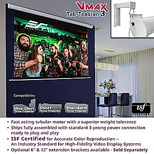 Elite Screens VMAX Tab Tension 3 Series, 110-INCH Electric Motorized Projector Screen CineWhite ISF Material Movie Home Theater, VMAXT110XWH3