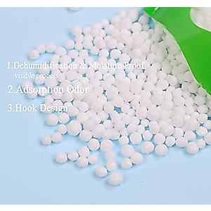 Eanjia 5 Pack Kitchen Bathroom Wardrobe Hanging Hygroscopic Desiccant Bag, Dehumidification Process Could be Witness