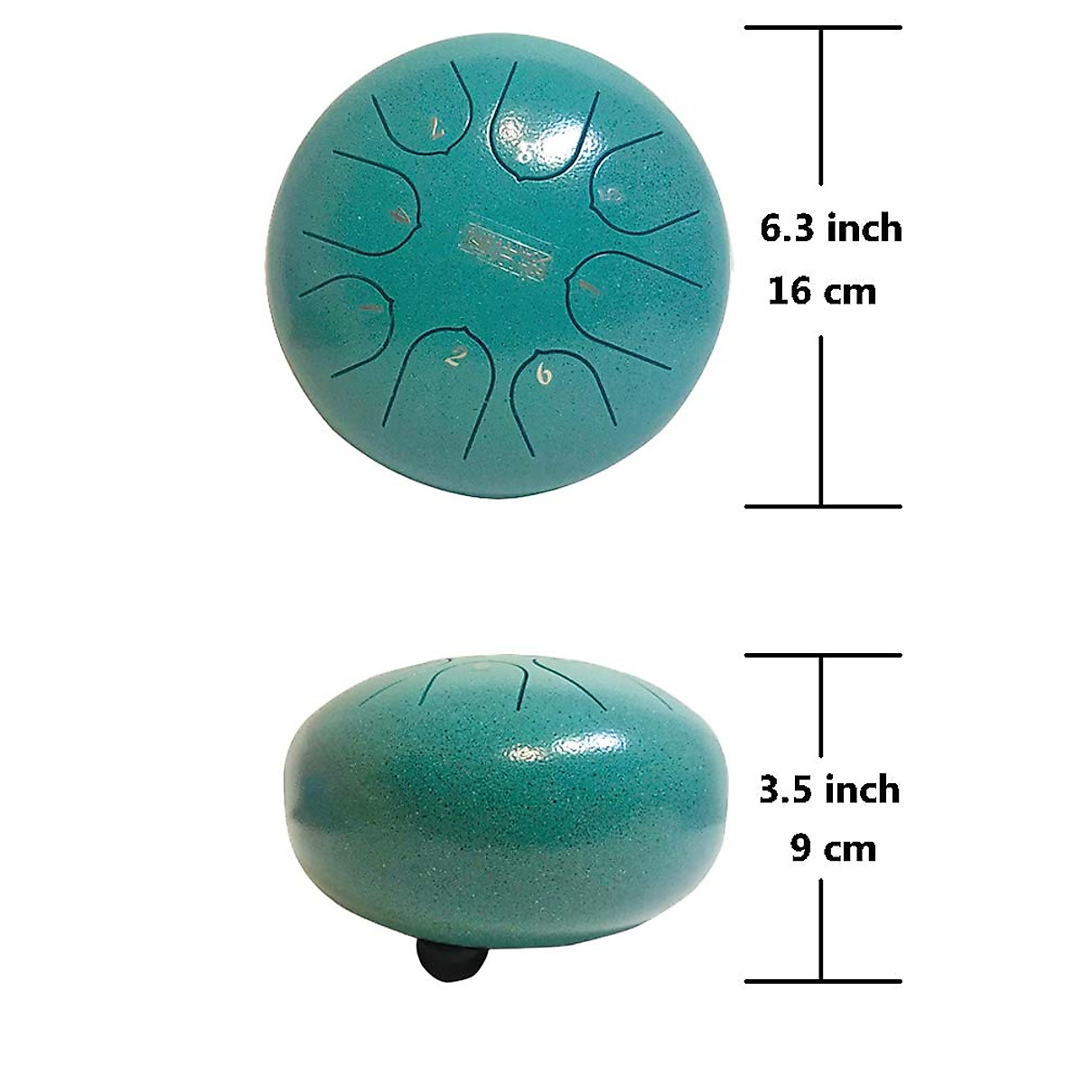 Steel Tongue Drum - 8 tones 6 Inches-Percussion Instrument - C-Key Handpan Drum with Bag, Mallets, Finger Picks, Notes Stickers for Personal Meditation, Yoga, Zen, Concert (Green)