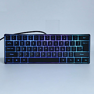 Garsentx RGB Backlit Gaming Keyboard, USB Wired Keyboard with 61 Keys, Easy Connect to Laptop and Desktop, for Home and Office Use, Plug and Play, Wear‑Resistant and Durable, Black