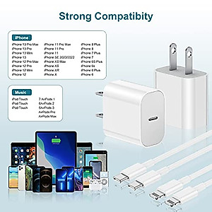 [2Pack]iPhone 14 13 12 Fast Charger, [Apple MFi Certified] 6ft long Type C to Lightning Cable Fast Charging, Apple USB C Charger Block for iPhone14/13/13Pro Max/12/12 Pro Max/11/11Pro Max/XS/XR/X,iPad