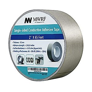 MWRF Source Conductive Cloth Fabric Adhesive Faraday Tape (2.0-inch x 65ft); EMI Grounding; RFID Signal Attenuation; Radio Frequency Signal Attenuation; Guitar Interference Shielding