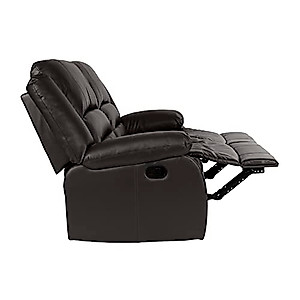 Lexicon Azrael Faux Leather Double Manual Reclining Loveseat, 62" W, Brown