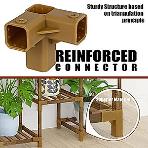 HOMKIRT Plant Stand Indoor Outdoor, 11 Tier Reinforced Plant Shelf Tall Plant Stands for Multiple Plants Large Wood Plant Rack Holder Garden Shelves Flower Stand for Living Room Patio Corner