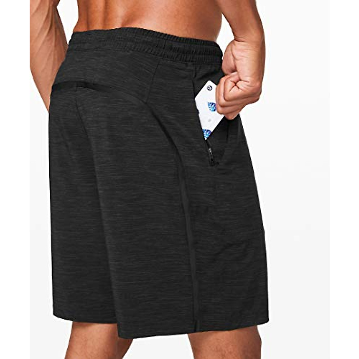 Lululemon Athletica Mens Pace Breaker Short Linerless (Heather Allover Deep Coal Black, M)