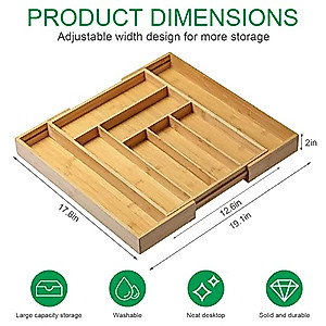 LUIGI HOUSE Extendable In-Drawer Bamboo Utensil Organizer