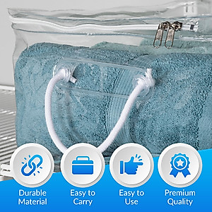 Violet Linen Clear Organization Vinyl Storage, 100% Vinyl, Heavy Duty, Dust-proof, Clear , 12" x 16" x 8" Sweater Chest, Space Saver Storage Bags, Set of 2 Medium Chests