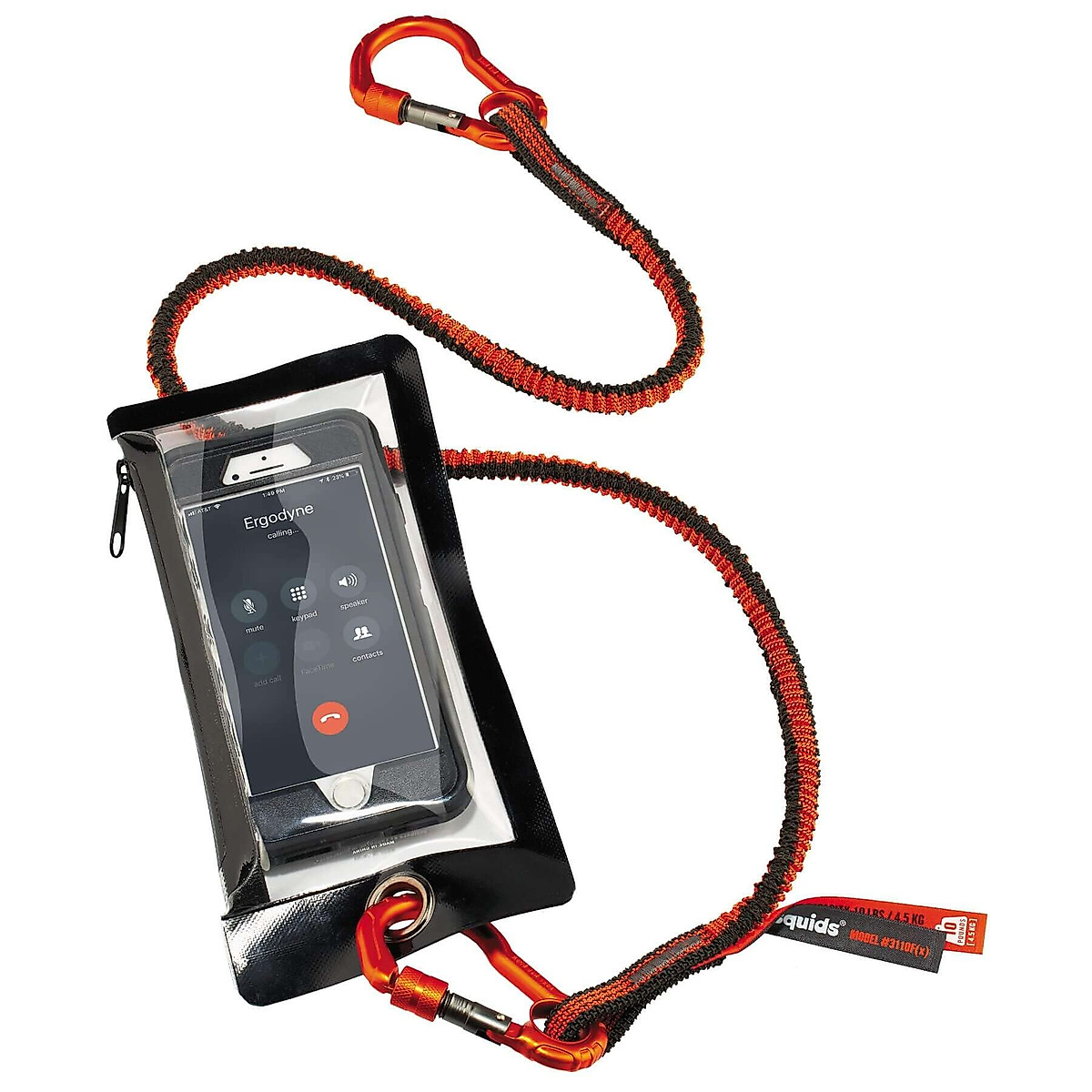 Water Resistant Phone Pouch, Zippered Cell Phone Sleeve, Attaches to Tool Lanyard, Standard Size, Ergodyne Squids 3760S