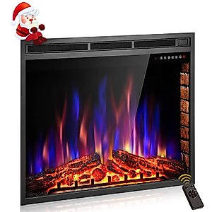 XBeauty 36 Inch Fireplace Inserts Electric Heater with Touch Screen,5 Flame Color & Timer Control,750W-1500W and Remote Control.