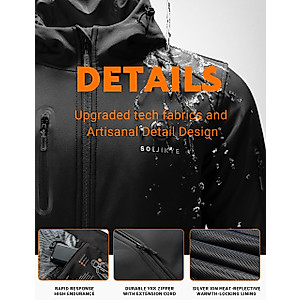 SOLJIKYE Heated Jackets for Men with Battery Pack, Winter Windproof Soft Shell Electric Heated Coat, Black