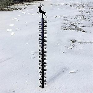 36 Inches Iron Art Snow Gauge, Handmade Metal Snow Depth Measuring Stick Outdoor, Iron Snow Gauge Snow Measuring Device Garden Stakes Winter Decorations Outdoor Yard (Reindeer)