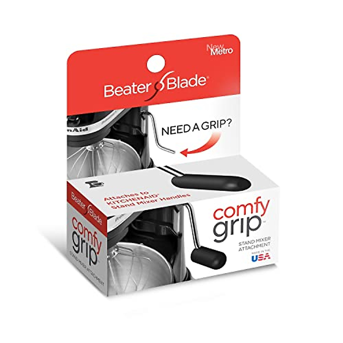 New Metro Design Comfy Grip, for Bare Metal Handle on KitchenAid Stand Mixers, Black