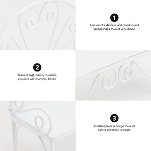 LIFKOME Miniature Garden Bench Miniature Dollhouse Furniture Doll House Decor Lawn Chair Fairy Gardens Accessories Decorations White