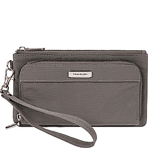 Travelon RFID Blocking Phone Clutch Wallet, Smoke, 8.25 x 4.5 x 1