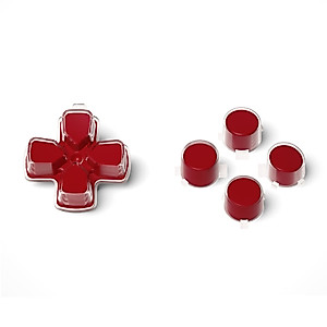 eXtremeRate Two-Tone Carmine Red & Clear Custom Dpad Action Buttons Replacement No Letter Imprint D-pad Face Buttons Compatible with ps5 Controller